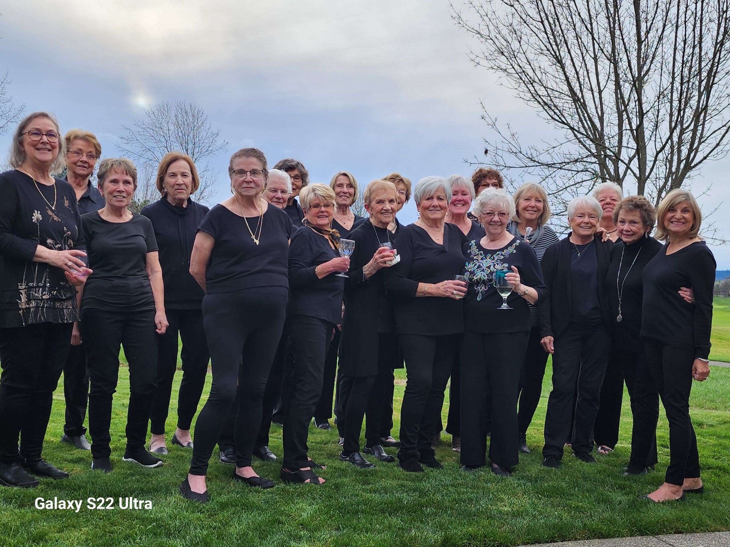 Sip and Dip Group Celebrates in Black - Eagle Point Womens Club